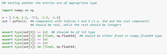 Solved Create a piece-wise function pwfun(), defined in the | Chegg.com