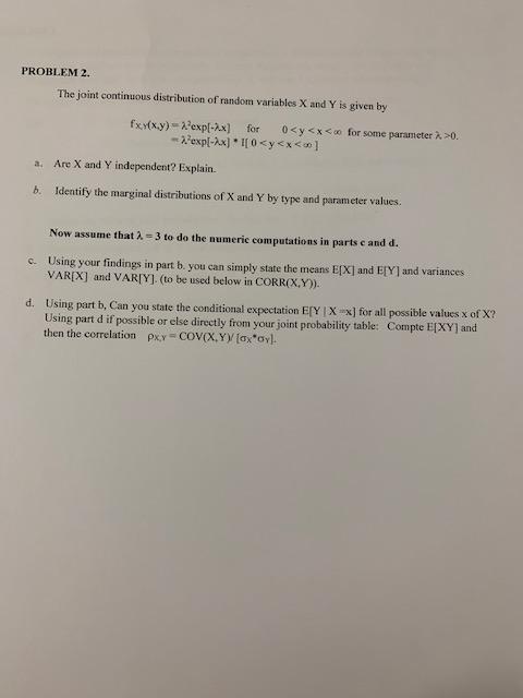 Solved The joint continuous distribution of random variables | Chegg.com