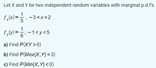 Solved Let X and Y be two independent random variables with | Chegg.com