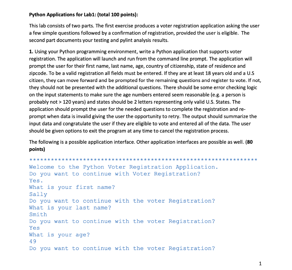 Solved Python Applications for Lab1: (total 100 points): | Chegg.com