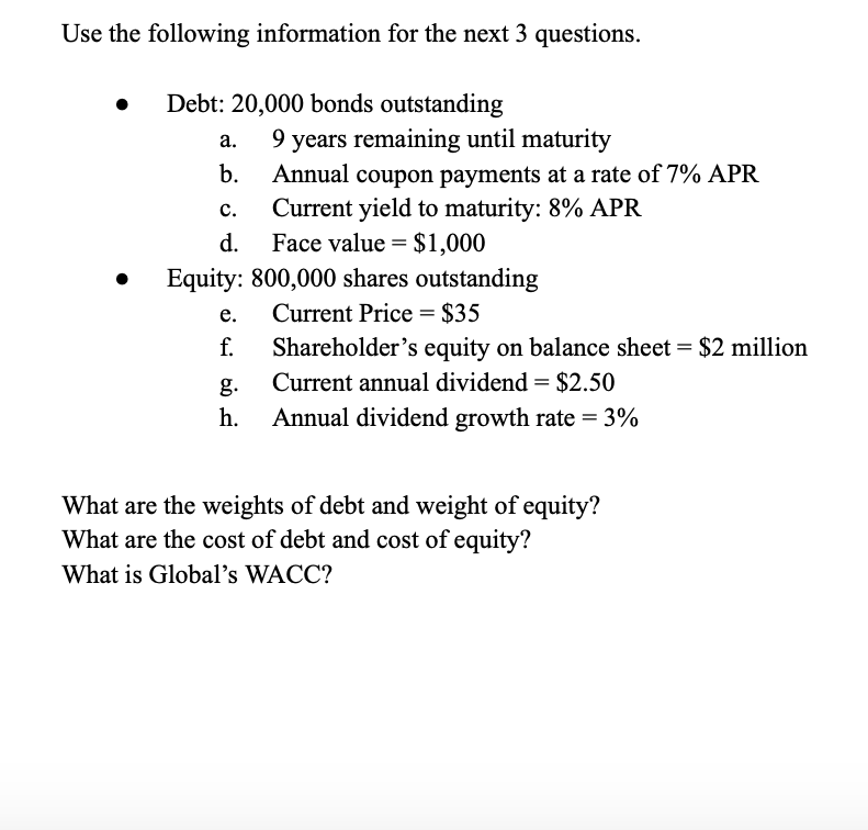 Solved - Debt: 20,000 bonds outstanding a. 9 years remaining | Chegg.com