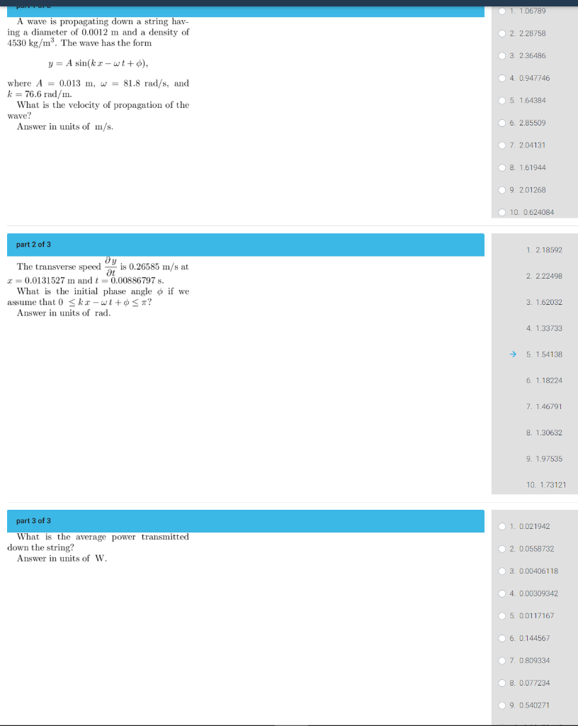 Solved por 1. 1.06789 A wave is propagating down a string | Chegg.com