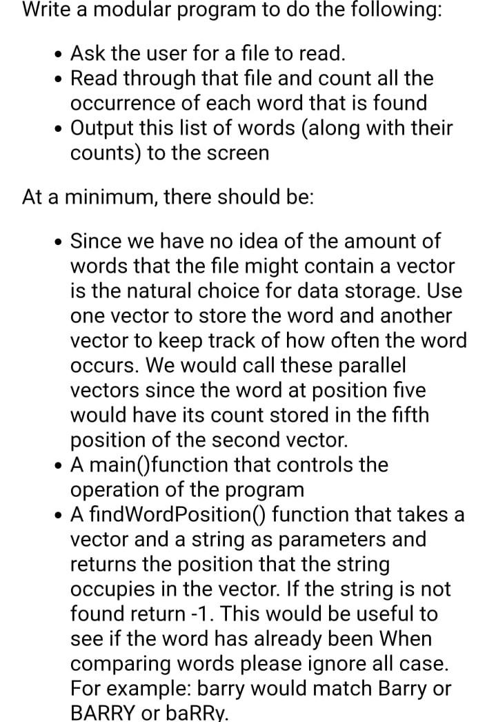 Solved Write a modular program to do the following: • Ask | Chegg.com