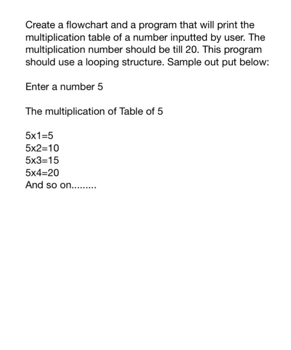 Solved Create a flowchart and a program that will print the | Chegg.com