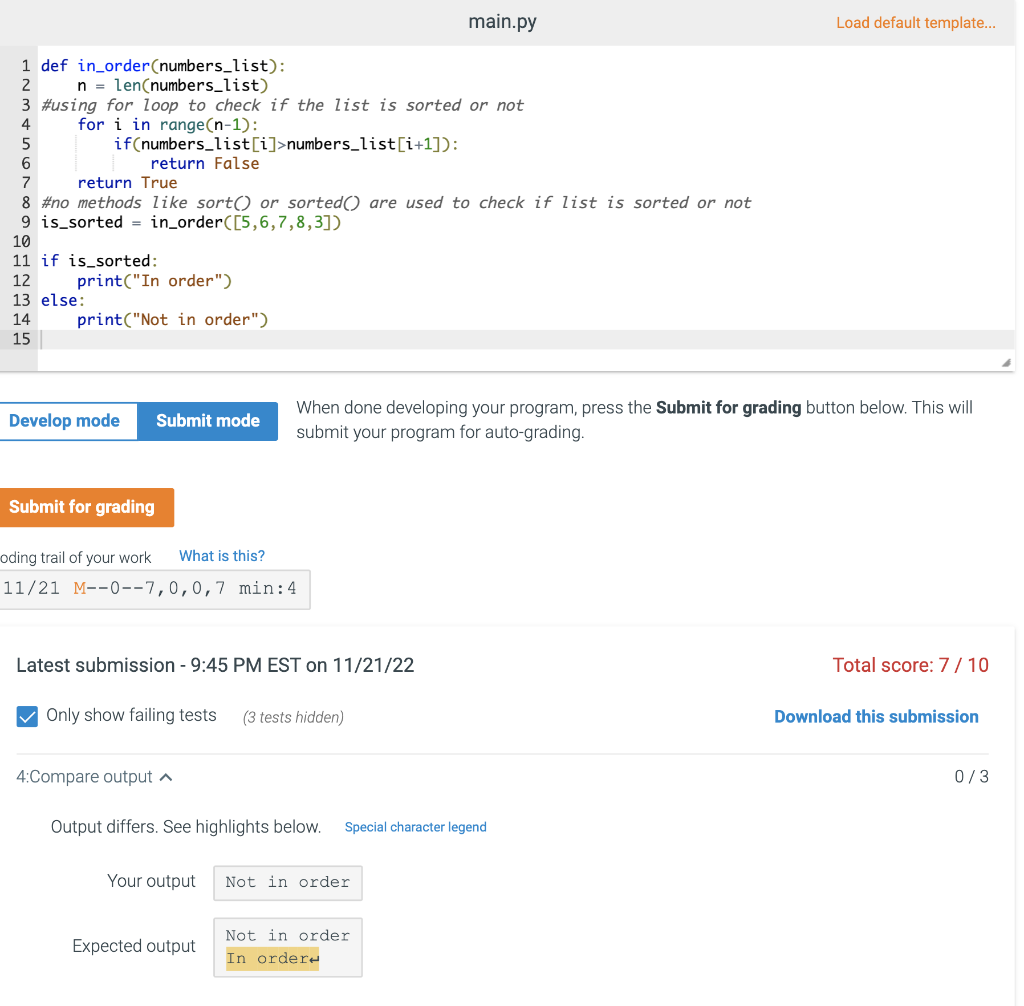 Solved When done developing your program, press the Submit | Chegg.com