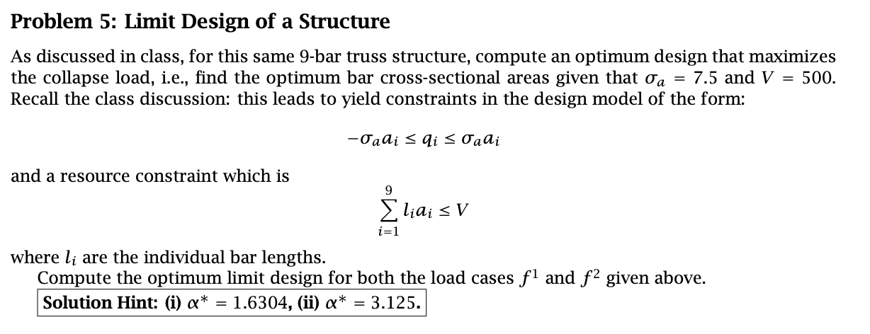 Problem 5: Limit Design of a Structure As discussed | Chegg.com