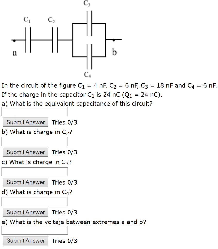 Solved C C In the circuit of the figure C1 = 4 nF, C2 = 6 | Chegg.com