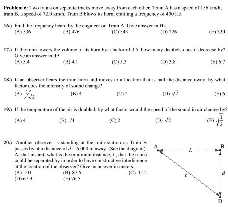 Solved Problem 6: Two trains on separate tracks move away | Chegg.com