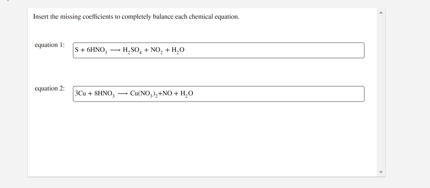 Solved Insert the missing coefficients to completely balance | Chegg.com