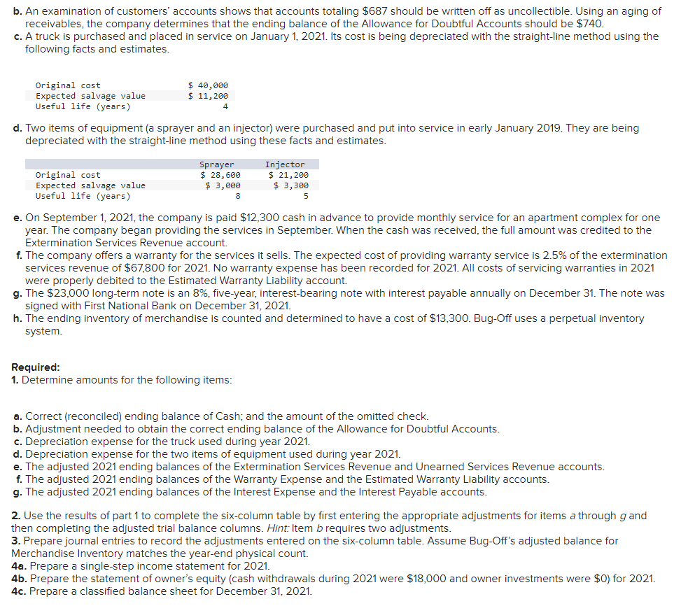 Solved Comprehensive Problem Bug-Off Exterminators (Algo) | Chegg.com