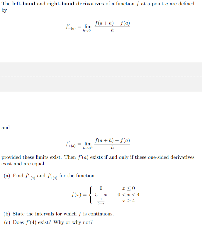 Solved The left-hand and right-hand derivatives of a | Chegg.com