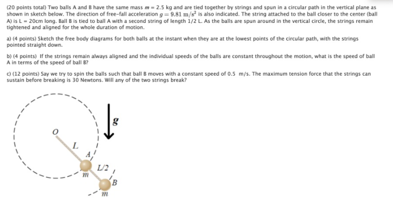 Solved (20 points total) Two balls A and B have the same | Chegg.com