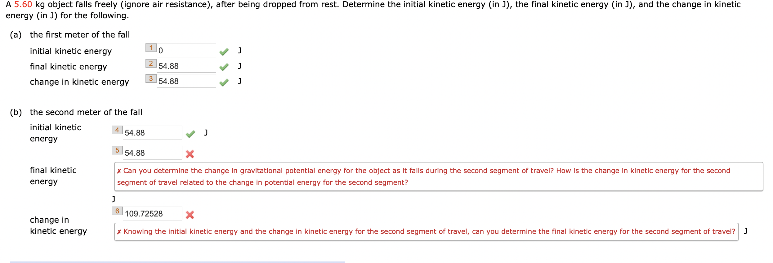 Solved A 5 60 Kg Object Falls Freely Ignore Air