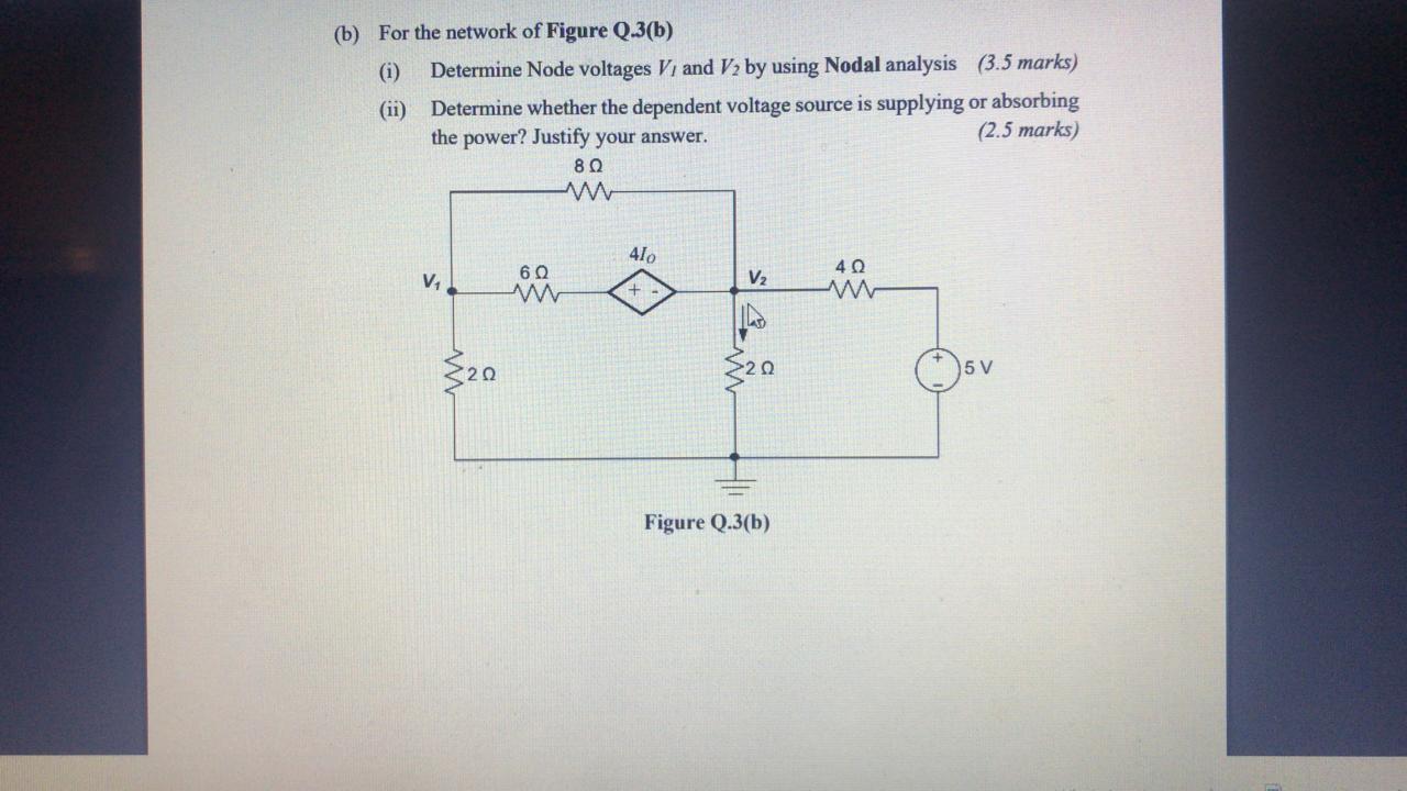 Solved (b) For the network of Figure Q.3(b) (i) Determine | Chegg.com