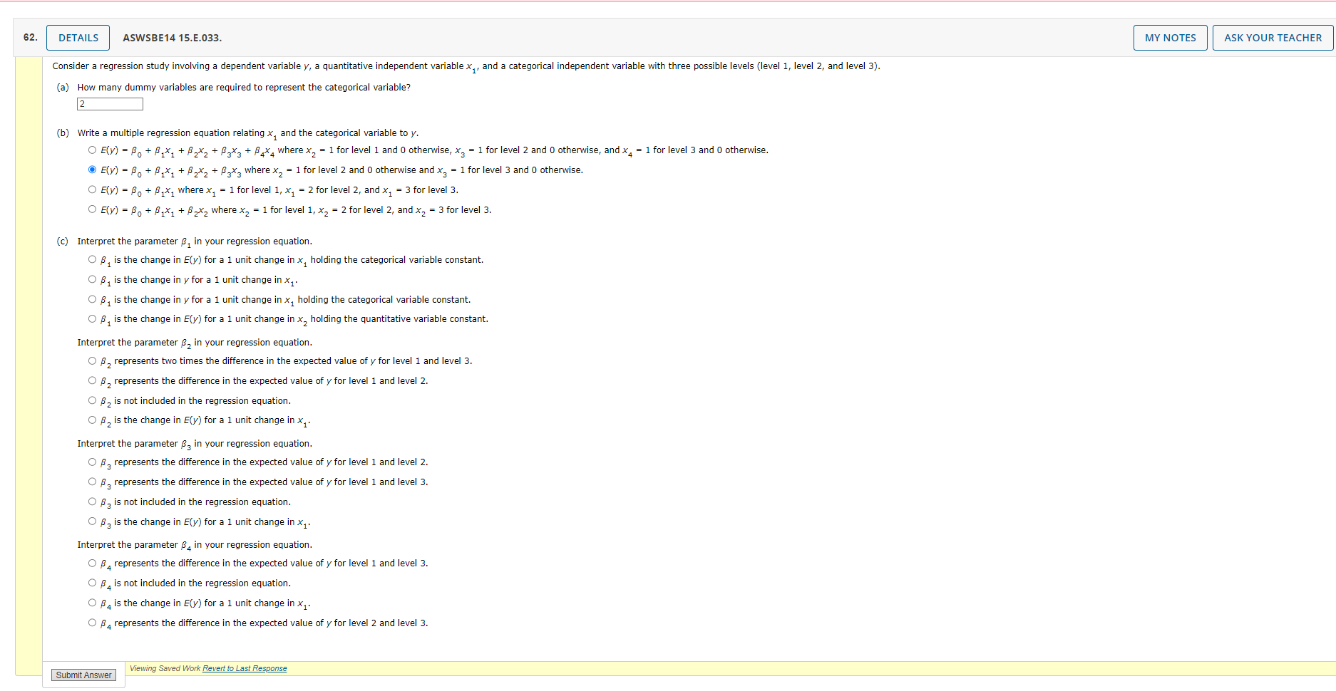 Solved (b) Write a multiple regression equation relating x1 | Chegg.com