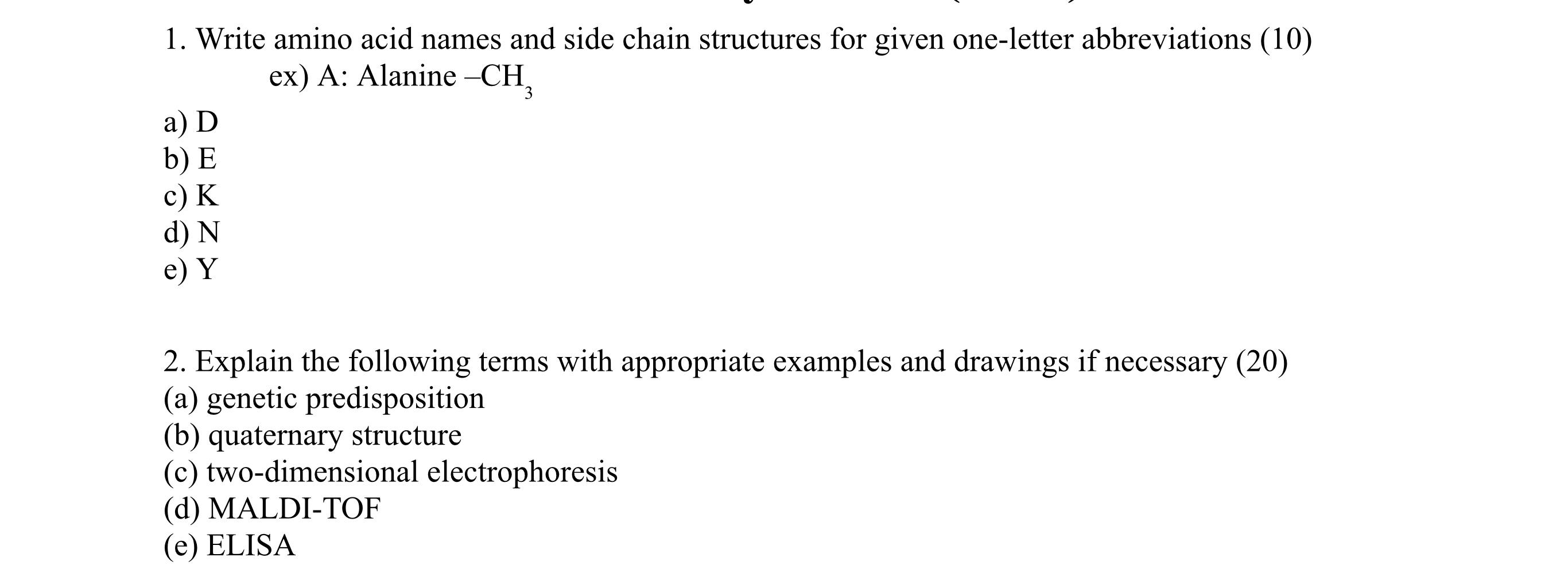 Solved 1. Write amino acid names and side chain structures | Chegg.com