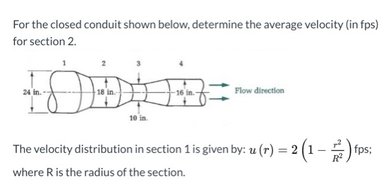 Solved For the closed conduit shown below, determine the | Chegg.com