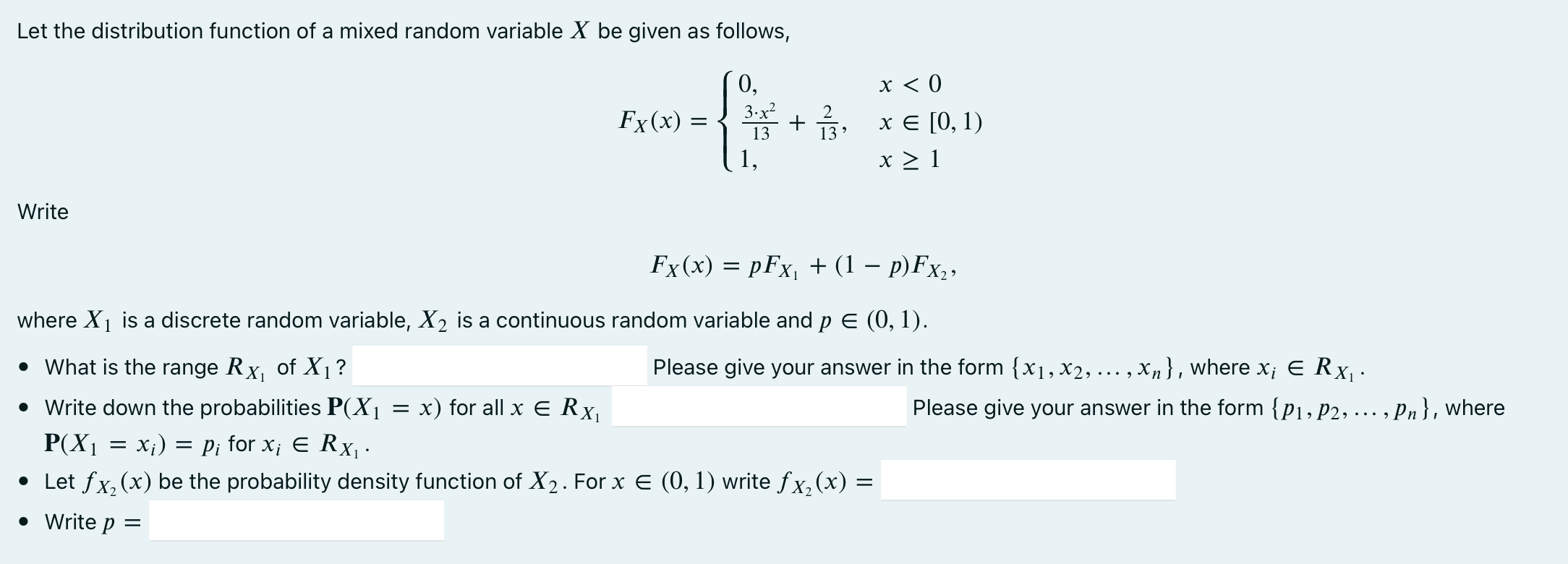 Let the distribution function of a mixed random | Chegg.com