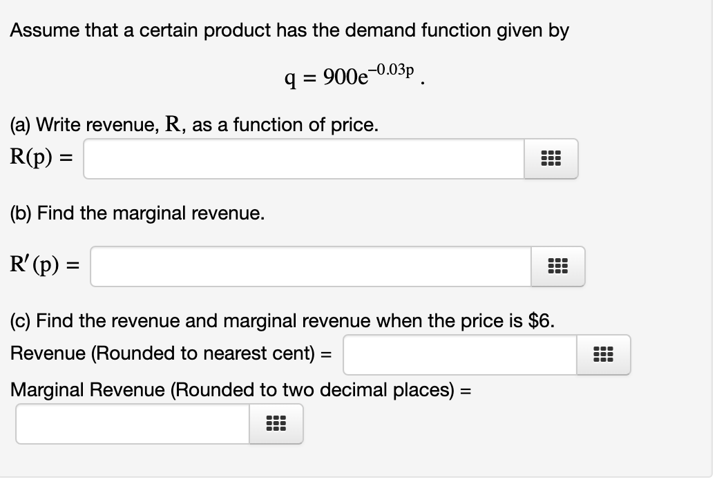 Solved Assume that a certain product has the demand function | Chegg.com