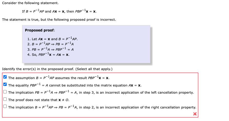 Consider the following statement. If B=P−1AP and | Chegg.com