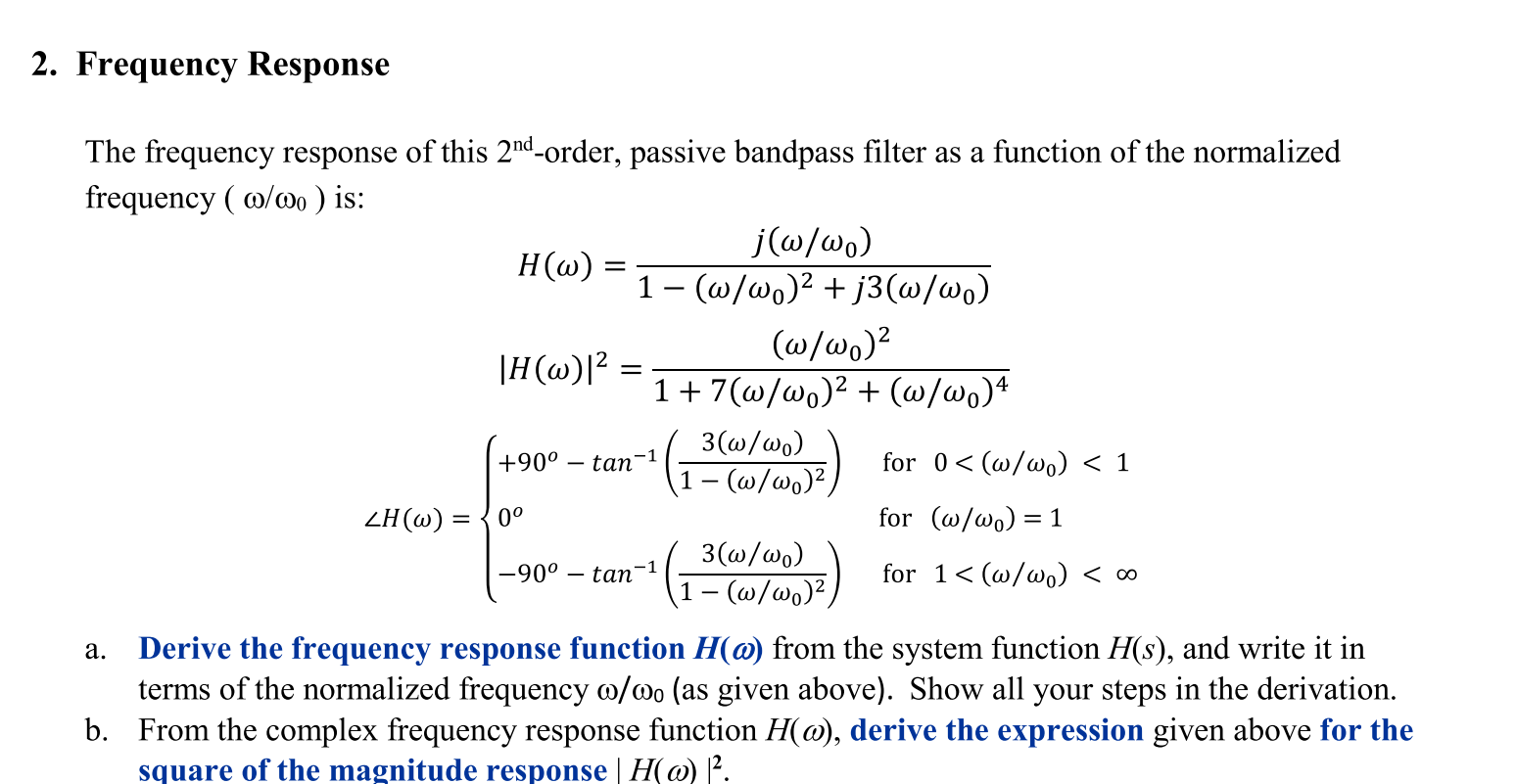 Solved 2. Frequency Response The frequency response of this | Chegg.com