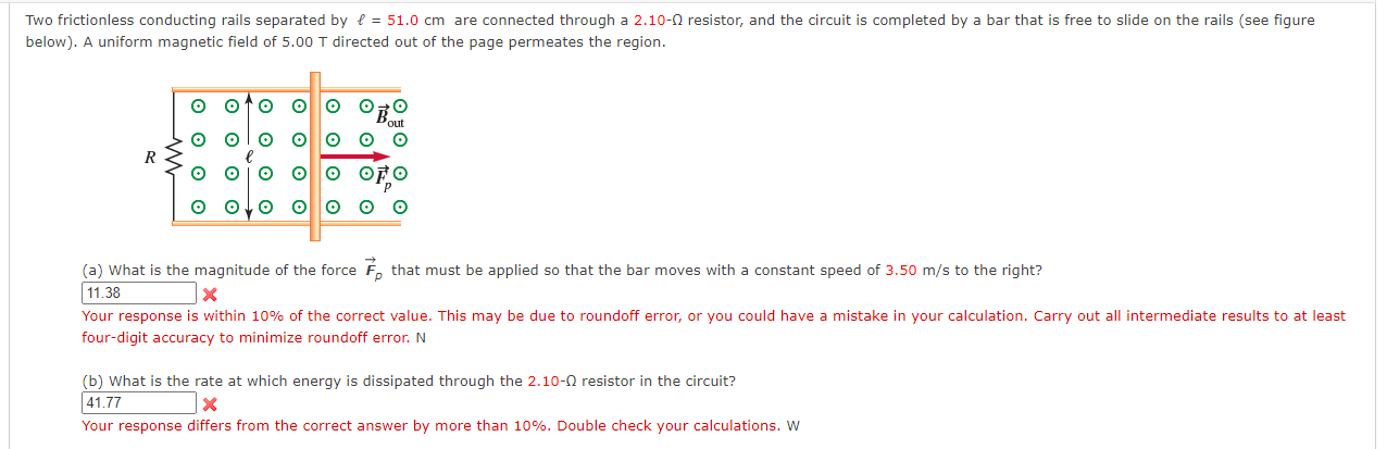 Solved Two frictionless conducting rails separated by t = | Chegg.com