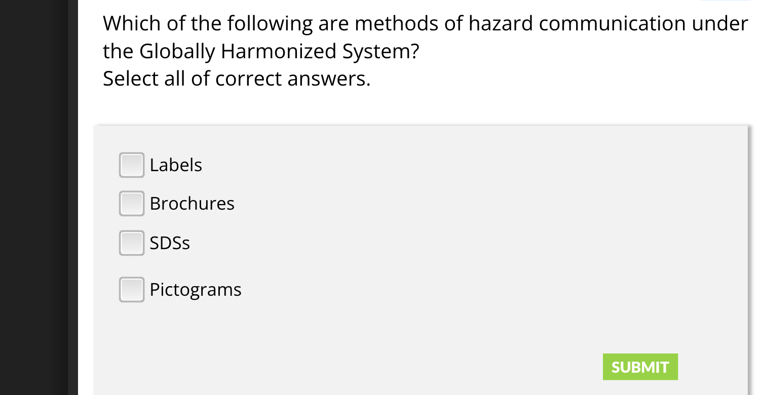 Solved Which of the following are methods of hazard | Chegg.com