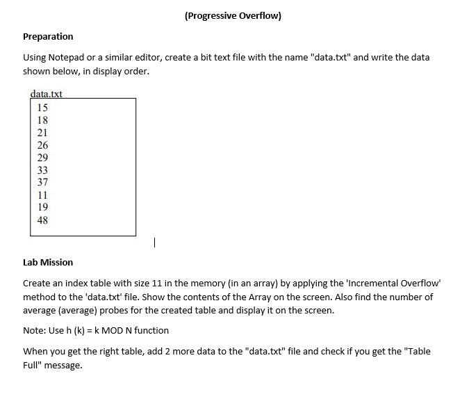 Solved Progressive Overflow Preparation Using Notepad Or A 1009
