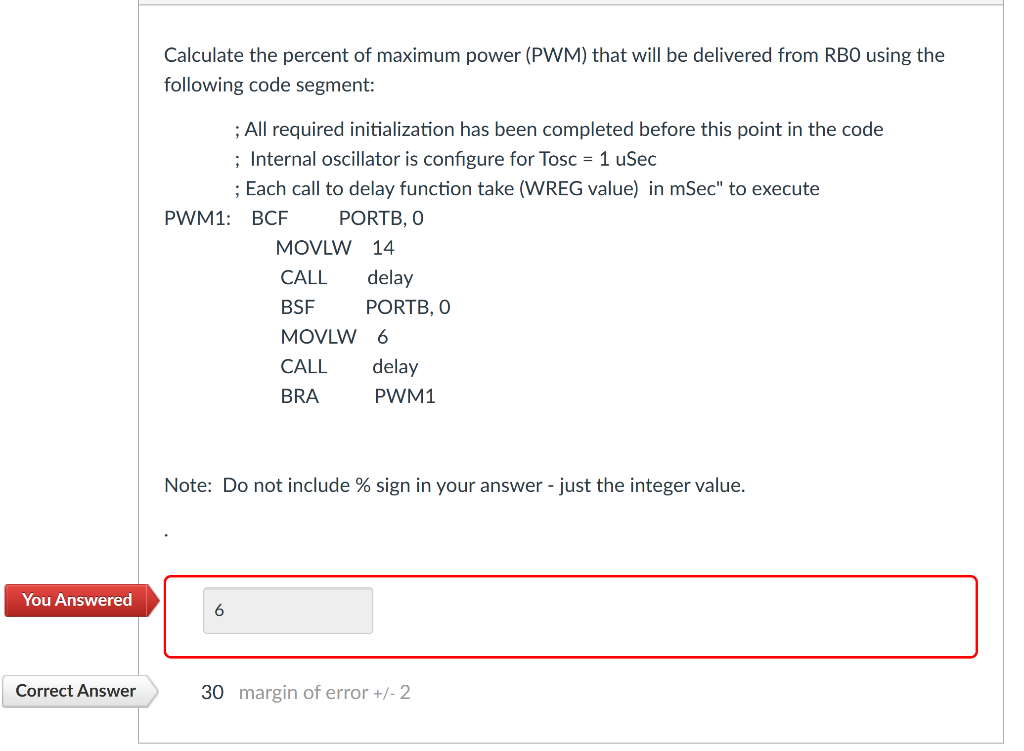Solved Calculate the percent of maximum power (PWM) that | Chegg.com