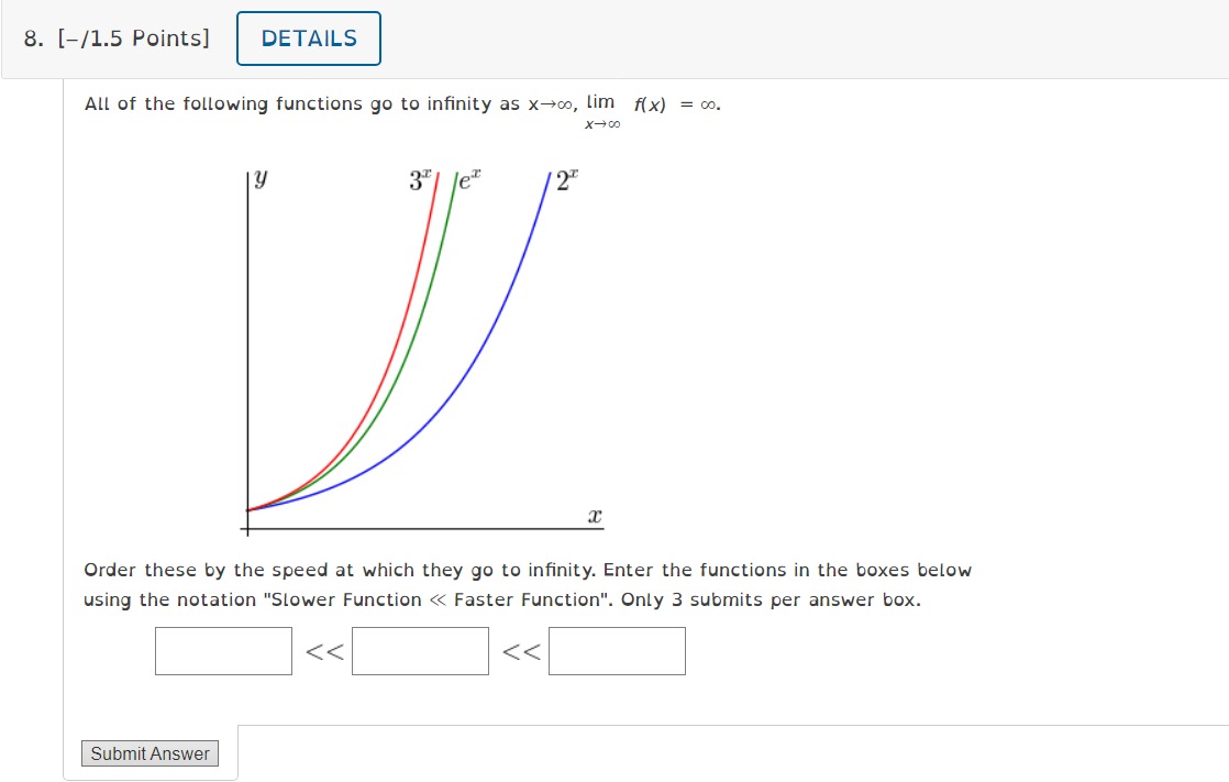 Solved All of the following functions go to infinity as x→∞, | Chegg.com