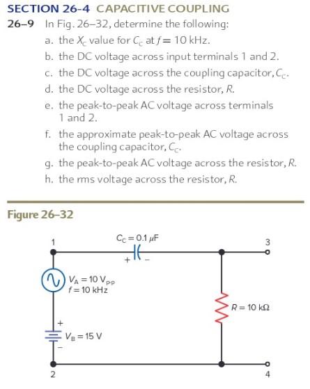 Solved SECTION 26-4 CAPACITIVE COUPLING 26-9 in Fig. 26-32, | Chegg.com