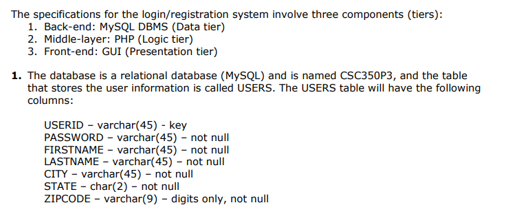 Solved Create a web based Login/Registration System that | Chegg.com