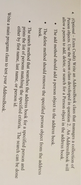 Solved Write an AddressBook class that manages a collection | Chegg.com