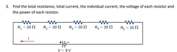 Solved Find the total resistance, total current, the | Chegg.com