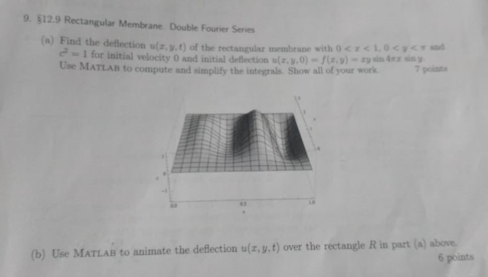 Solved 12 9 ﻿rectangular Membrane Double Fourier Series A