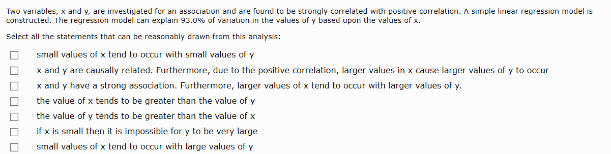 Solved Two variables, x and y, are investigated for an | Chegg.com