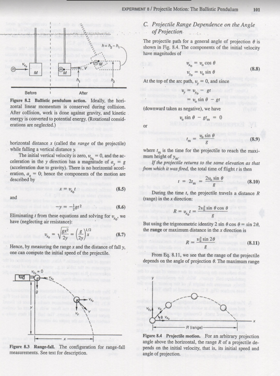 Solved 100 EXPERIMENT 8/ Projectile Motion: The Ballistic | Chegg.com