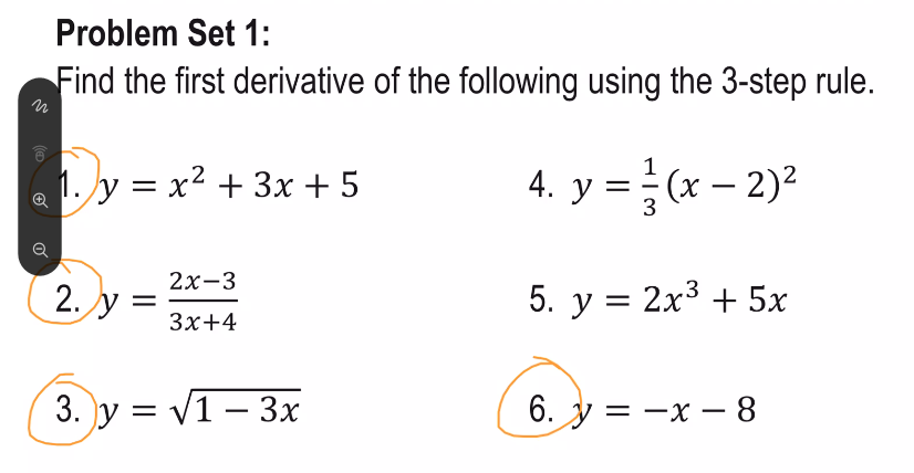 Solved Problem Set 1: Find the first derivative of the | Chegg.com