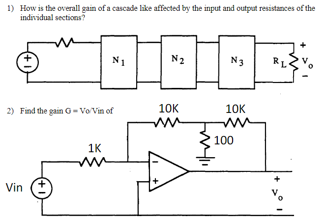 Solved 1) How is the overall gain of a cascade like affected | Chegg.com