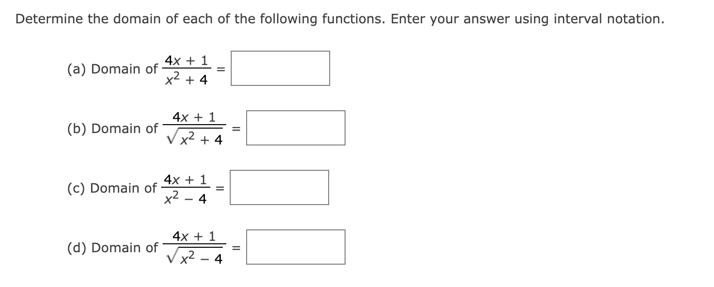 Solved Determine the domain of each of the following | Chegg.com