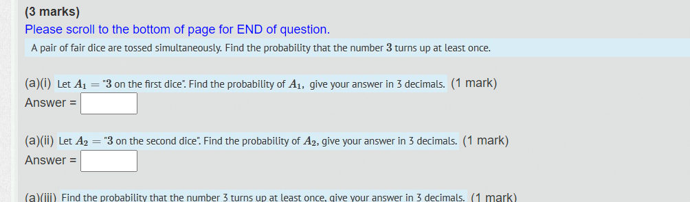 Solved (3 marks) Please scroll to the bottom of page for END | Chegg.com