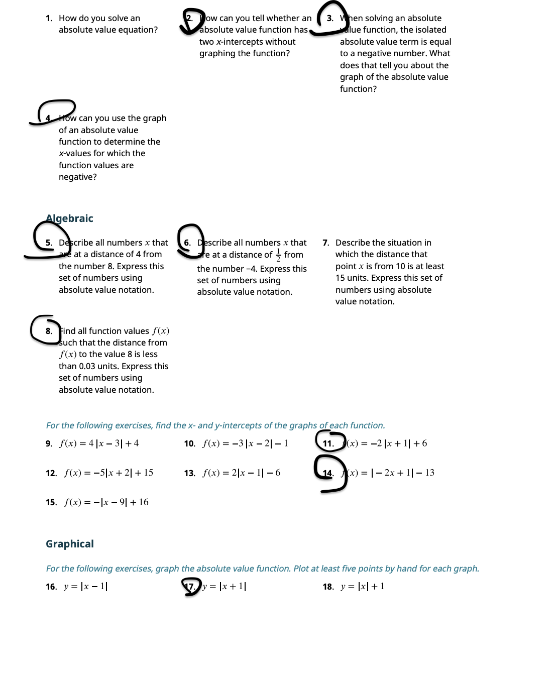 Solved 1. How do you solve an absolute value equation? 2. | Chegg.com