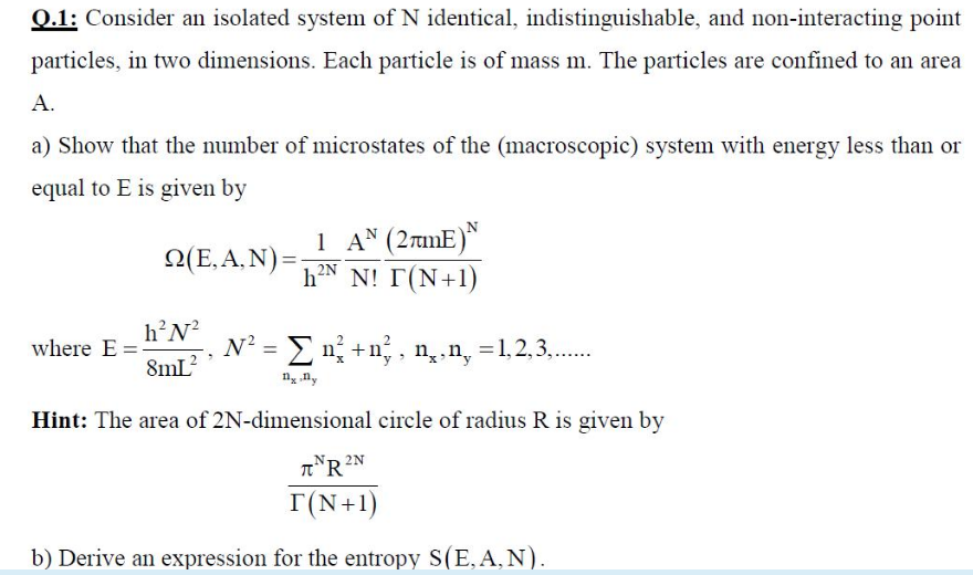 Solved Q 1 Consider An Isolated System Of N Identical