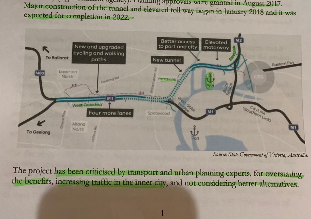 West Gate Tunnel project The West Gate Tunnel is a | Chegg.com