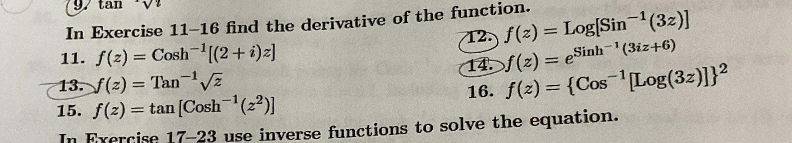 Solved In Exercise 11-16 find the derivative of the | Chegg.com