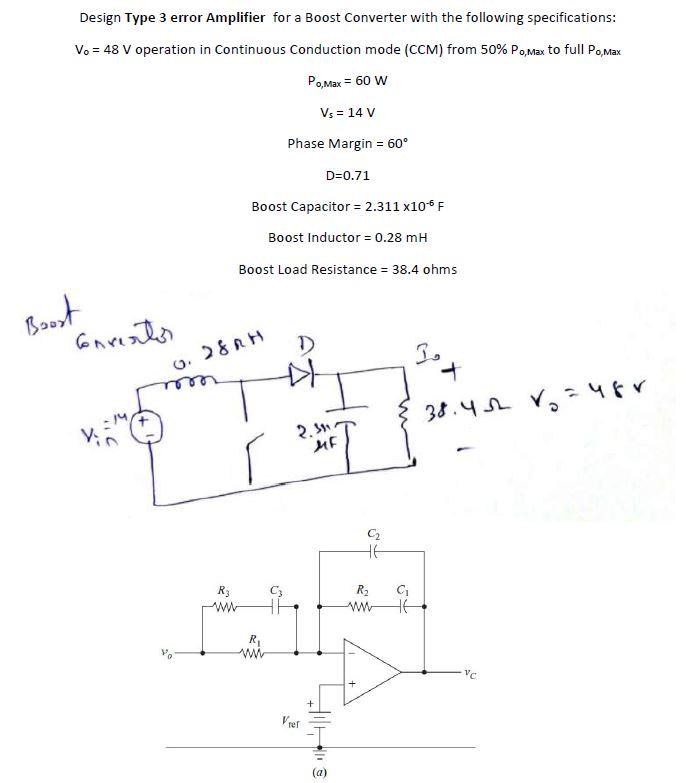 Solved Design Type 3 error Amplifier for a Boost Converter | Chegg.com