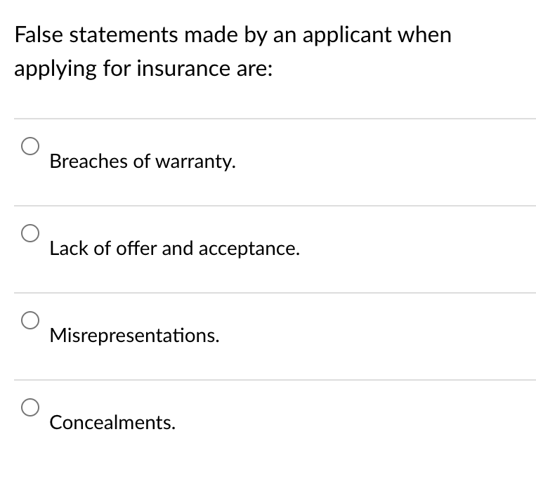 Solved False statements made by an applicant when applying | Chegg.com