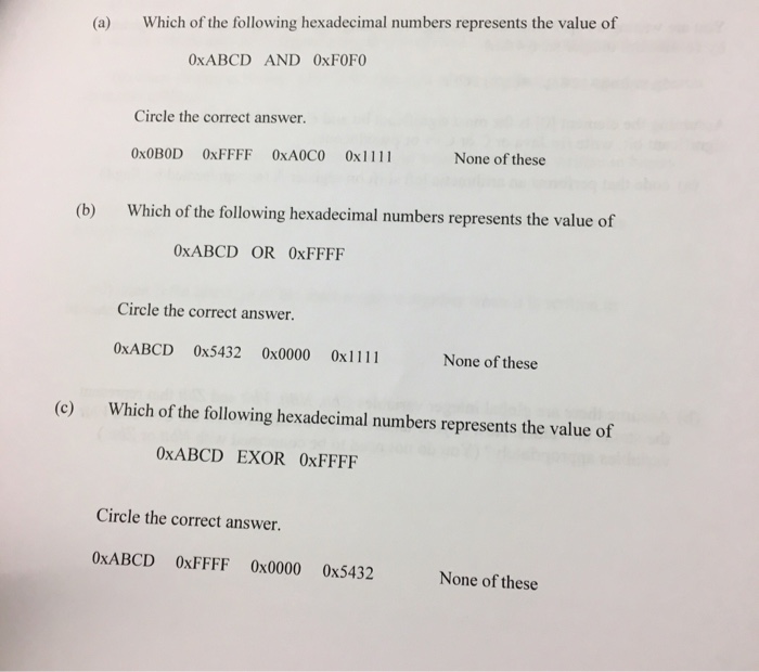 Solved (a) Which of the following hexadecimal numbers | Chegg.com