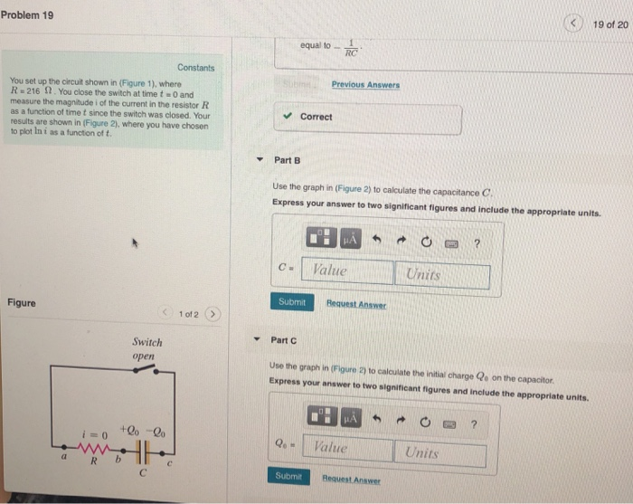 Solved 19 Of 20 Problem 19 Equal To Rc Constants Previous