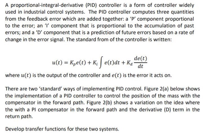 Solved A proportional-integral-derivative (PID) controller | Chegg.com